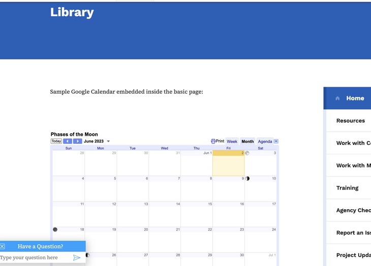 Embedded a Google Calendar | Digital Experience