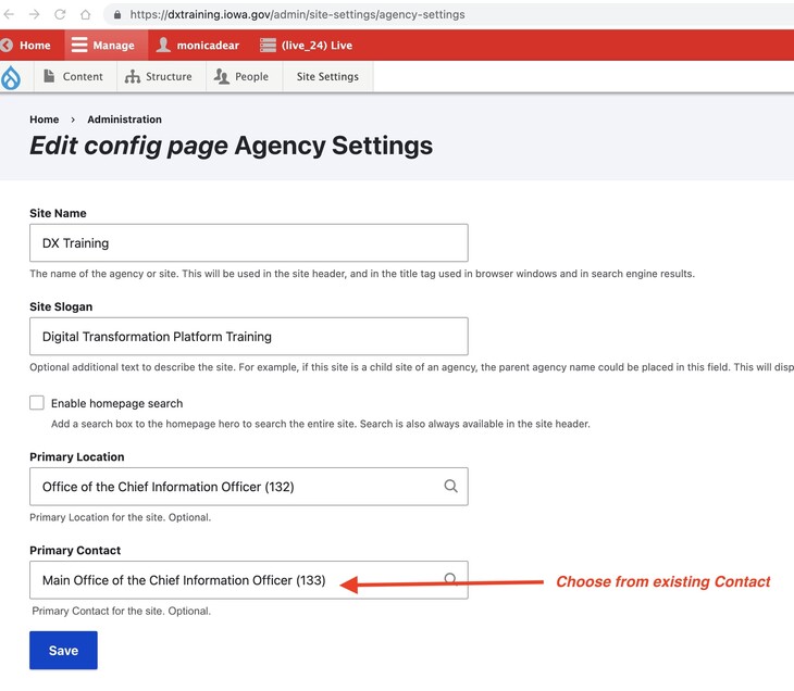 Set a Primary Contact | Digital Experience